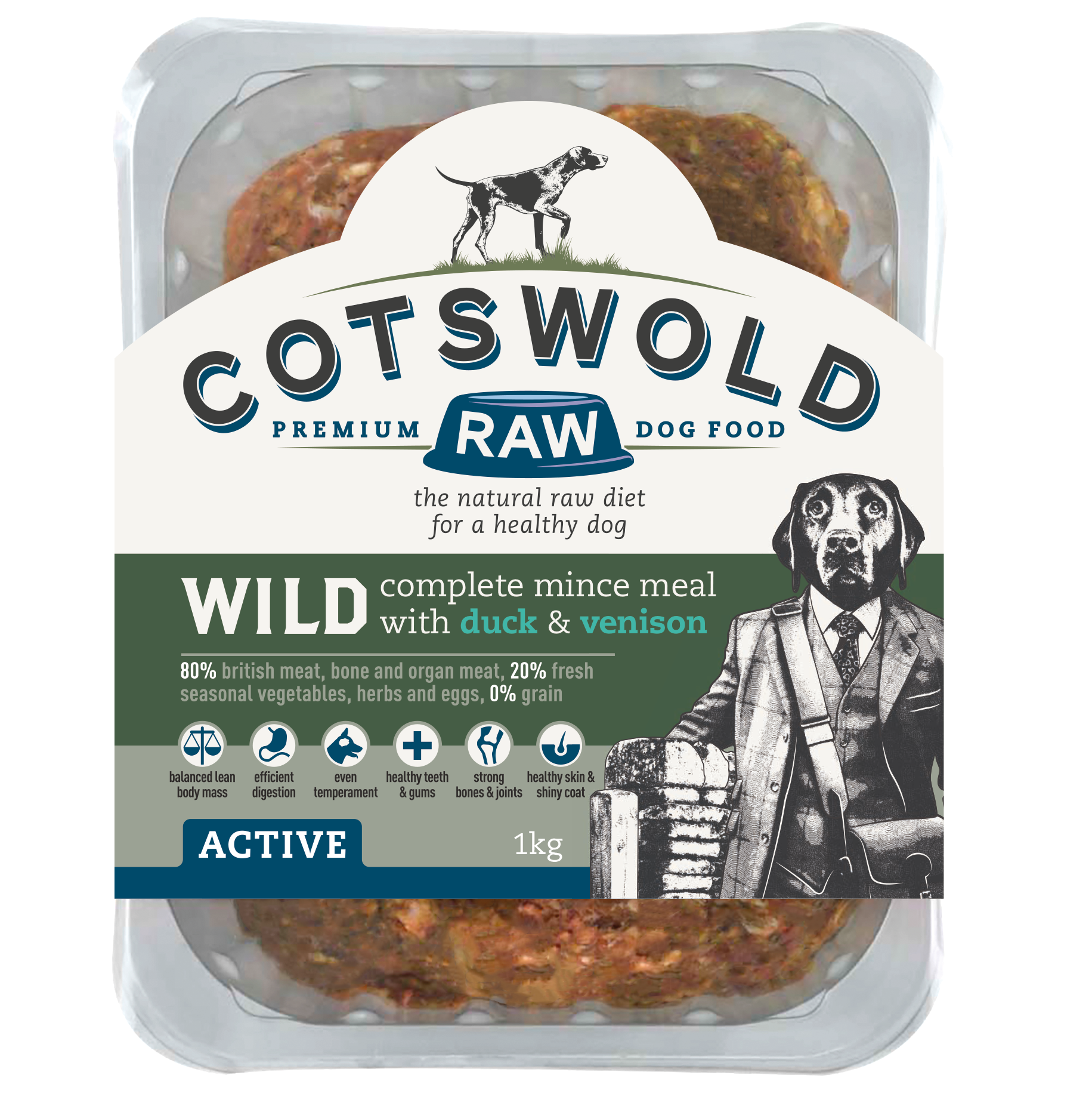 Cotswold Raw Working Dog Active Wild Duck and Venison Mince 1kg – Vital ...